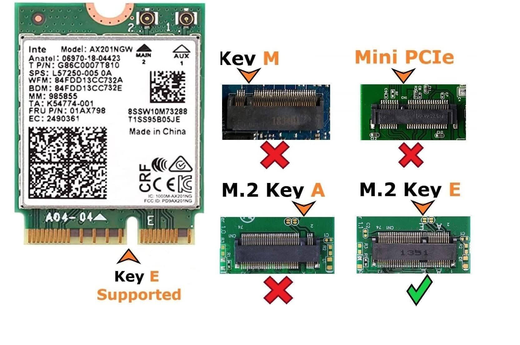 HighZer0 Electronics AX201 WiFi 6 Card | Dual Band Wi-Fi | 2.4 Gbps | CNVio2 M.2 WiFi Card for PC | Supports Bluetooth 5.2 | Requires Intel 10th+ Gen CPU with Windows 10+ or Linux | AX201NGW (AX201)