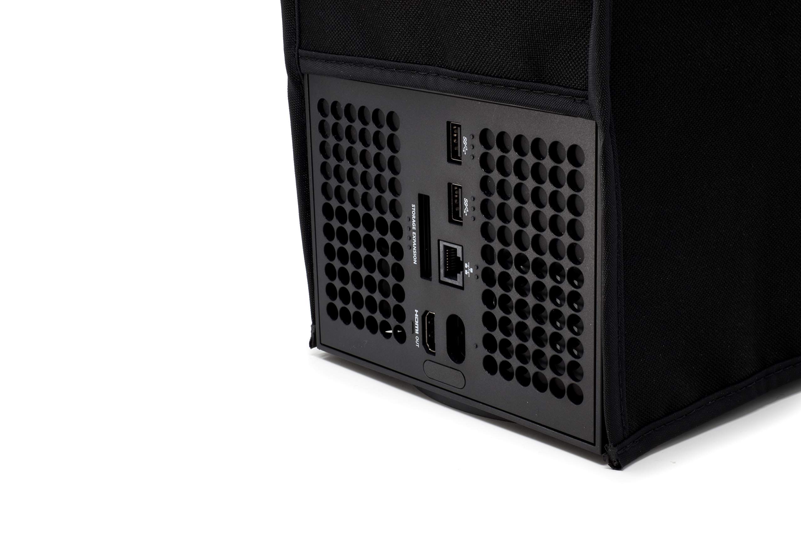 Dust Cover for XBox Series X by Foamy Lizard – THE ORIGINAL MADE IN U.S.A. TexoShield premium ultra fine soft velvet lining nylon dust guard with back cable port (Vertical)