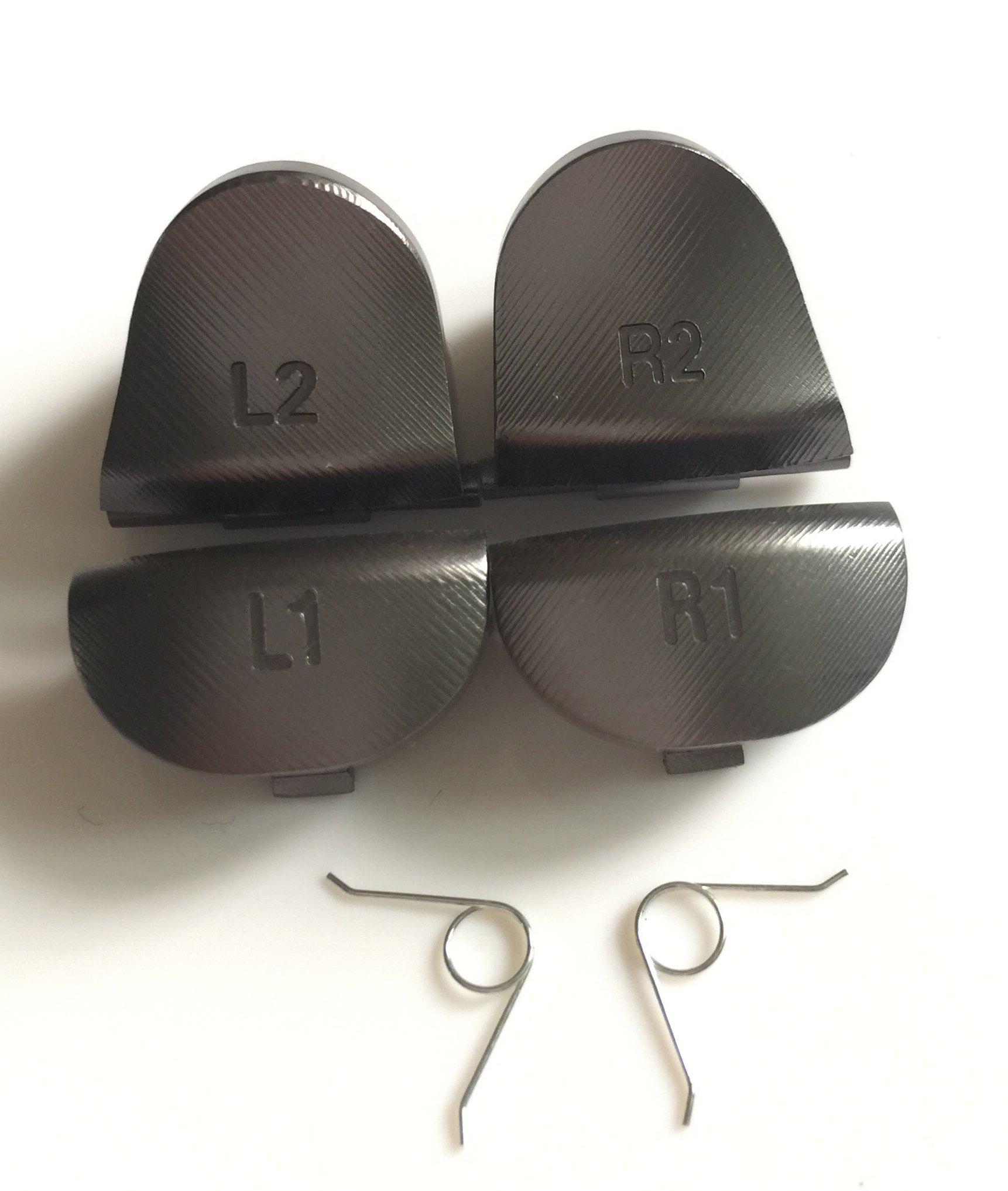 E-MODS GAMING Aluminum Alloy Metal L1 R1 L2 R2 Trigger Buttons with 2 Springs for PS4 First Gen Controller (Dark Grey)