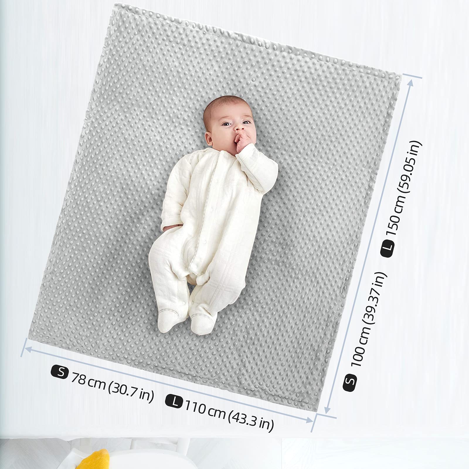 Gray Minky Blanket Ultra Thick Bed Throws Double Side Dotted Backing 30" x 40" Baby Minky Blanket Fleece Plush Baby Blanket Super Soft Minky Dot Baby Blanket for Sleeping Stroller (Grey)