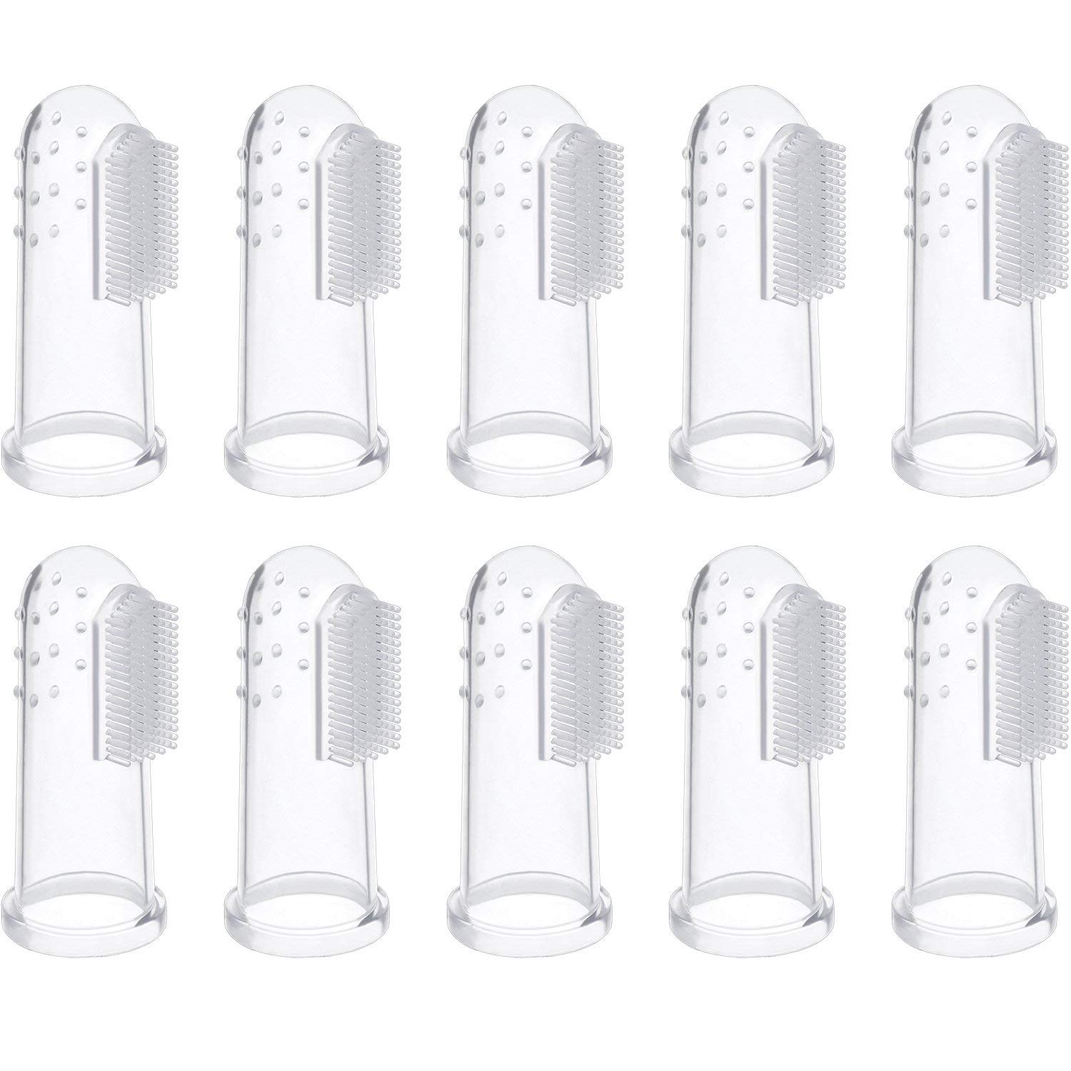 Soft Silicone Pet Finger Toothbrush, Doggy Teeth Cleaning Natural Rubber Dental Bite Resistant Chew Toys for Dogs Pets Pack of 10