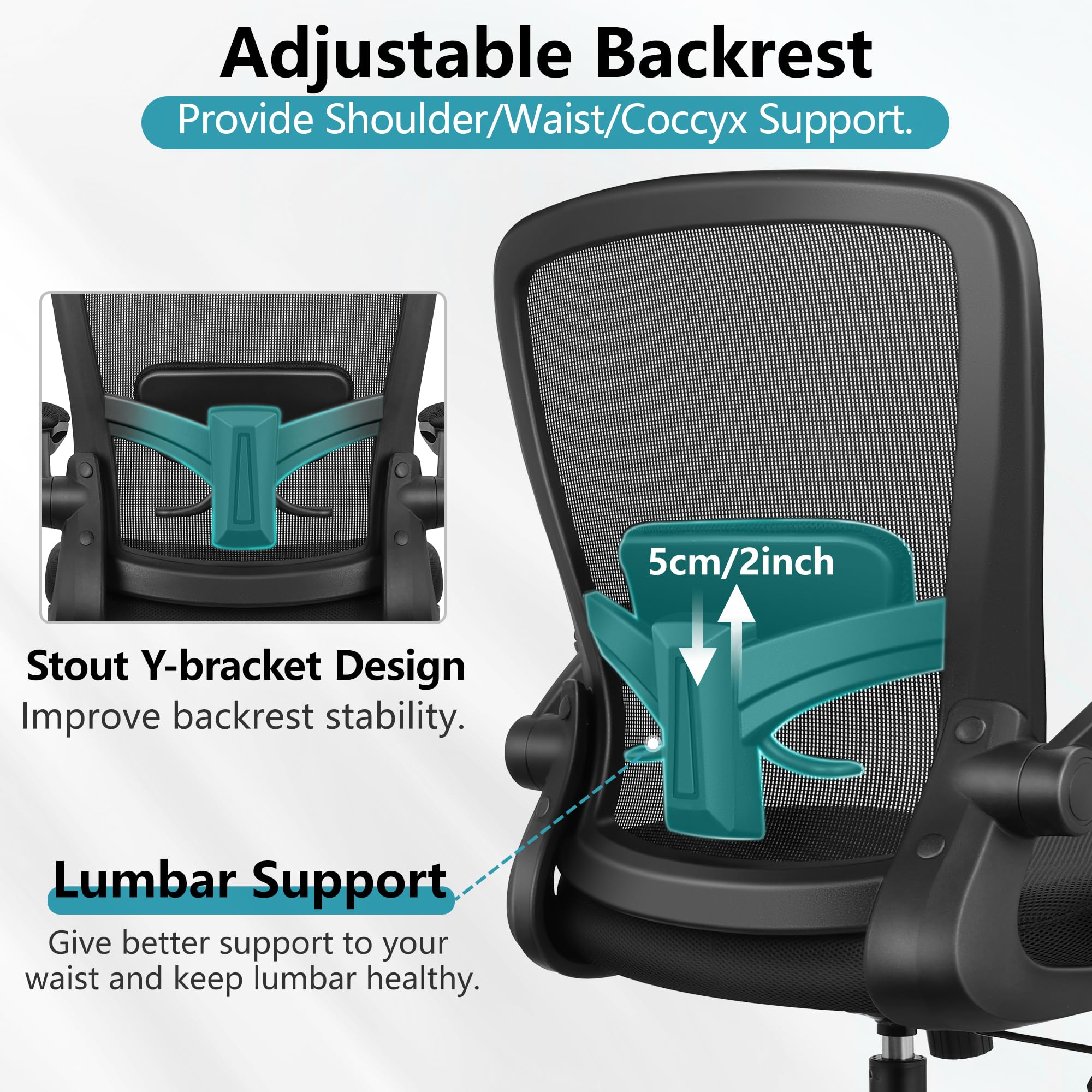 FelixKing Office Chair, Ergonomic Desk Chair Breathable Mesh Chair with Adjustable High Back Lumbar Support Flip-up Armrests, Executive Rolling Swivel Comfy Task Computer Chair for Home Office