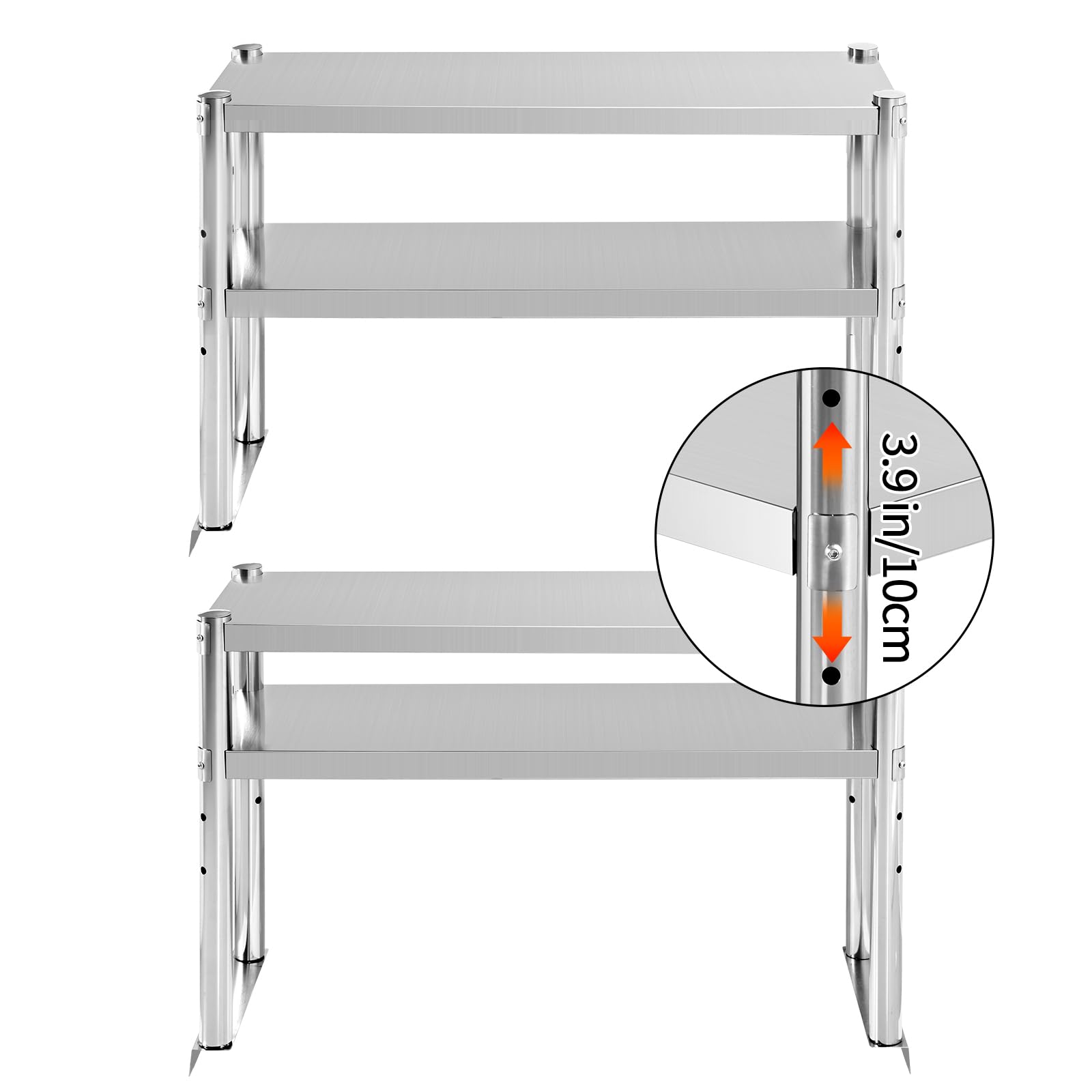 OUKIDR Stainless Steel Double Overshelf, Commercial Double Overshelf 2 Tier for Prep & Work Table in Kitchen, Restaurant & Home,12" X 36"