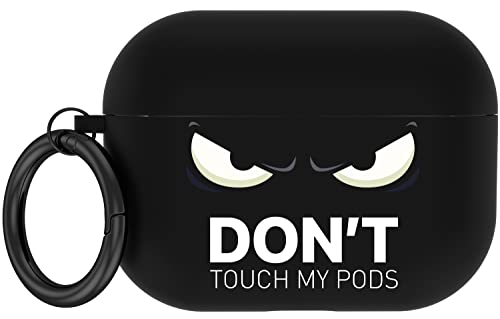 Maxjoy for AirPods Pro Case Cover, Cool Air Pod Pro Case Don't Touch Me for Women Men Cute Protective Soft Silicone iPods Pro Cover with Keychain for Airpods Pro Charging Case, Black