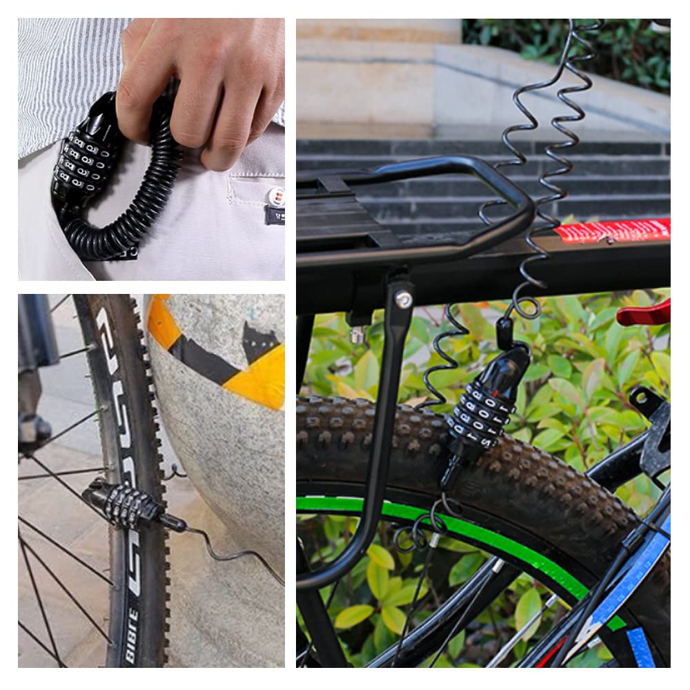 HUAZEXINX 4-Digit Resettable Security Bicycle Lock, Black, Combination Lock, Anti-Theft, Resettable