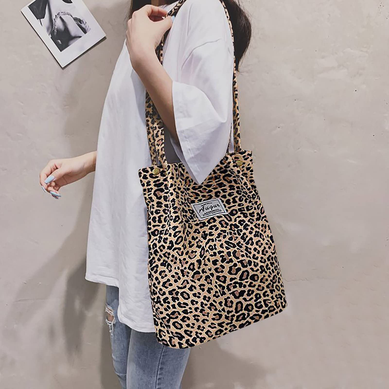 Graywhsky Women's Korean Version Cow Butterfly Printed Shoulder Bag Student Retro Canvas Bag Mens Shoulder Bag