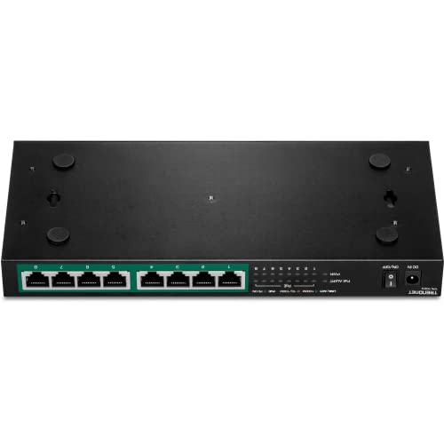 TRENDnet 8-Port Gigabit PoE+ Switch, 65W PoE Power Budget, 16Gbps Switching Capacity, IEEE 802.1p QoS, DSCP Pass-Through Support, Fanless, Wall Mountable, Lifetime Protection, Black, TPE-TG83