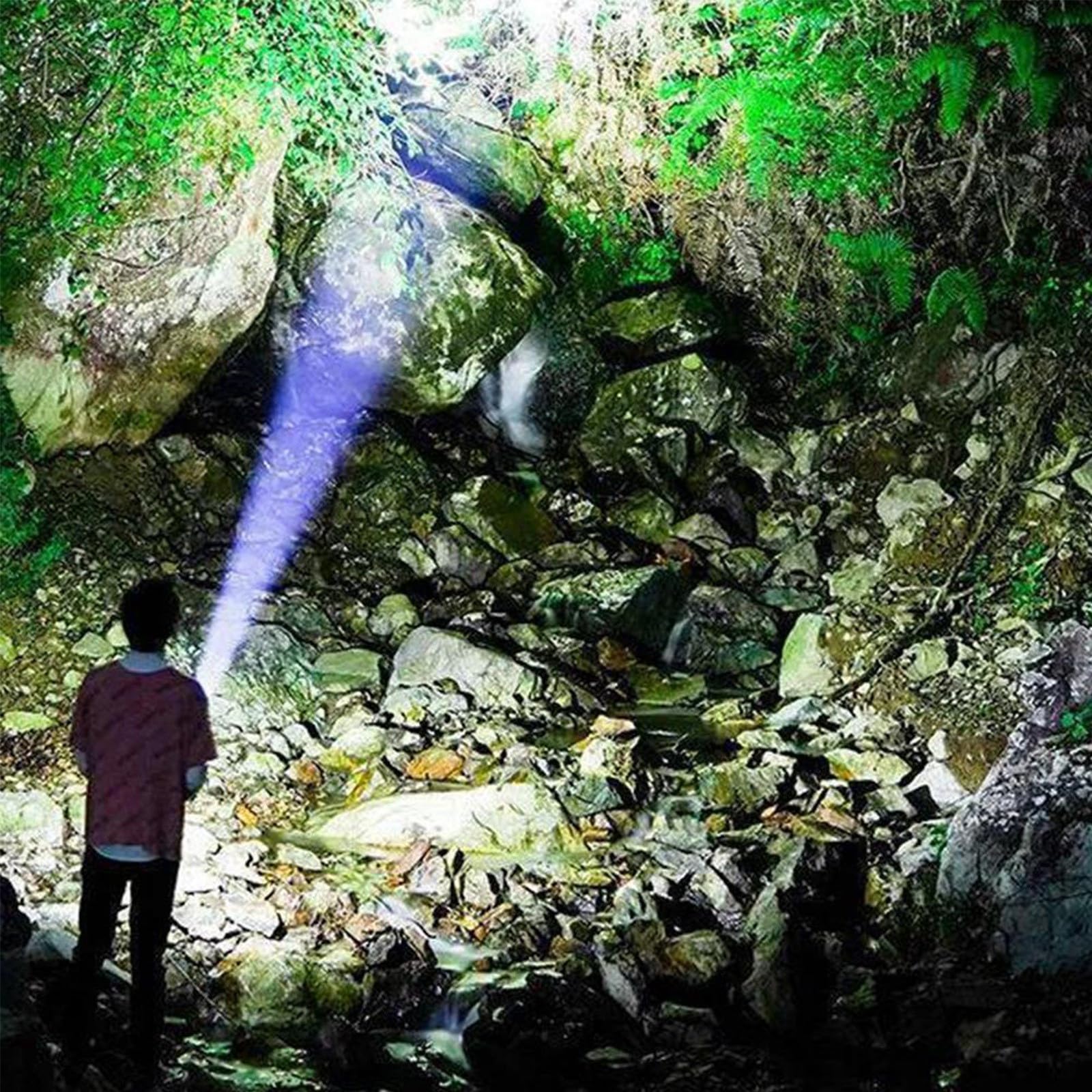 Five Explosion LED Flashlight Super Bright Rechargeable Camping Flashlight Table Lamp 4 Modes with COB Work Light, IPX6 Waterproof, Powerful Handheld Flash Light for Emergencies, Camping, Hiking