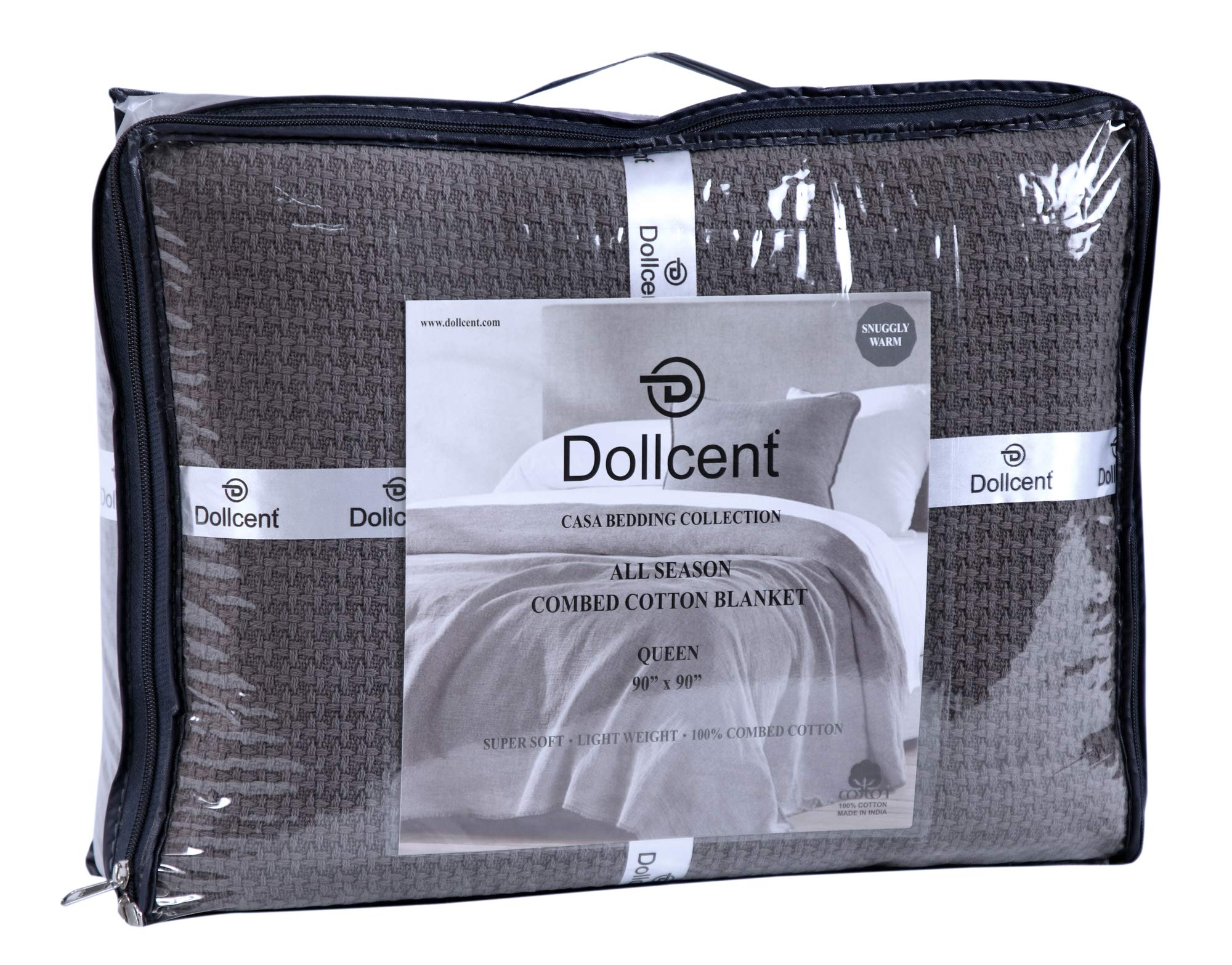 DOLLCENT 100% Soft Premium Combed Cotton Thermal Blanket– King Blankets – Soft Cozy Warm Cotton Blanket– Bed Throw Blanket– King Bed Blankets– All Season Cotton Blankets– Blue King Cotton Blankets