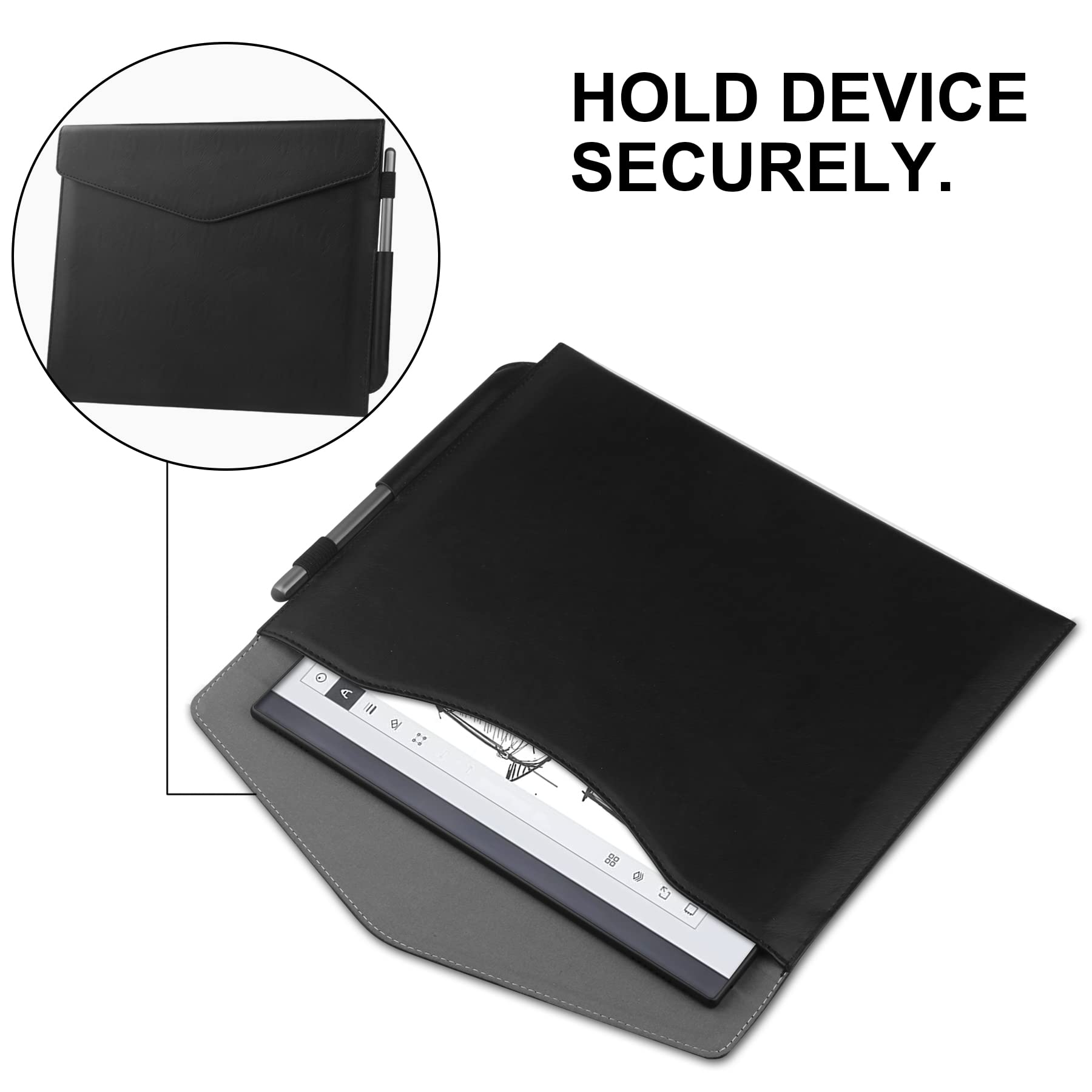 HGWALP Remarkable 2 Sleeve Bag,10.3 inch PU Leather Carrying Case with Pen Holder,Protective Pouch Fits Remarkable 2 Digital Paper/Note Air 10.3/Kindle Scribe 10.2",Will NOT Fit Remarkable 1-BK