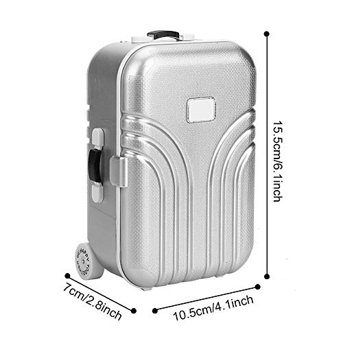 Semme Toy Suitcase, Dolls Travel Suitcase, Mini Size Trolley Case with Open and Close Carry On Luggage Simulation Rolling Suitcase Toy(Silver)