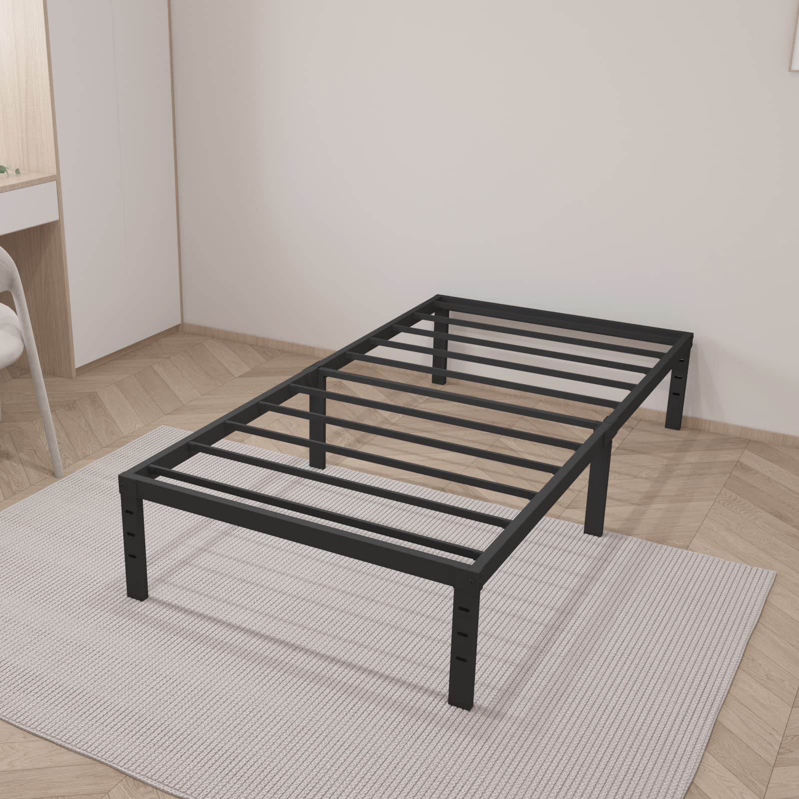 DURISO King Bed Frame 14 Inch High Metal Platform Heavy Duty Sturdy King Size Bed Frames Max 3500lbs Easy to Assemble No Box Spring Needed No Noise Black