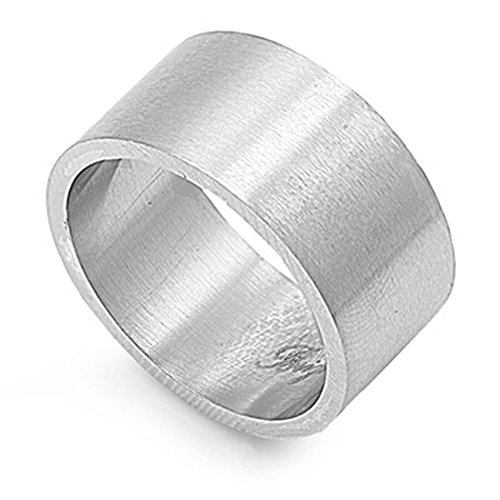 Double Accent 15MM Stainless Steel Thumb Ring Brushed Finish Comfort Fit Flat Style Classic Wedding Band (Size 6 to 15)