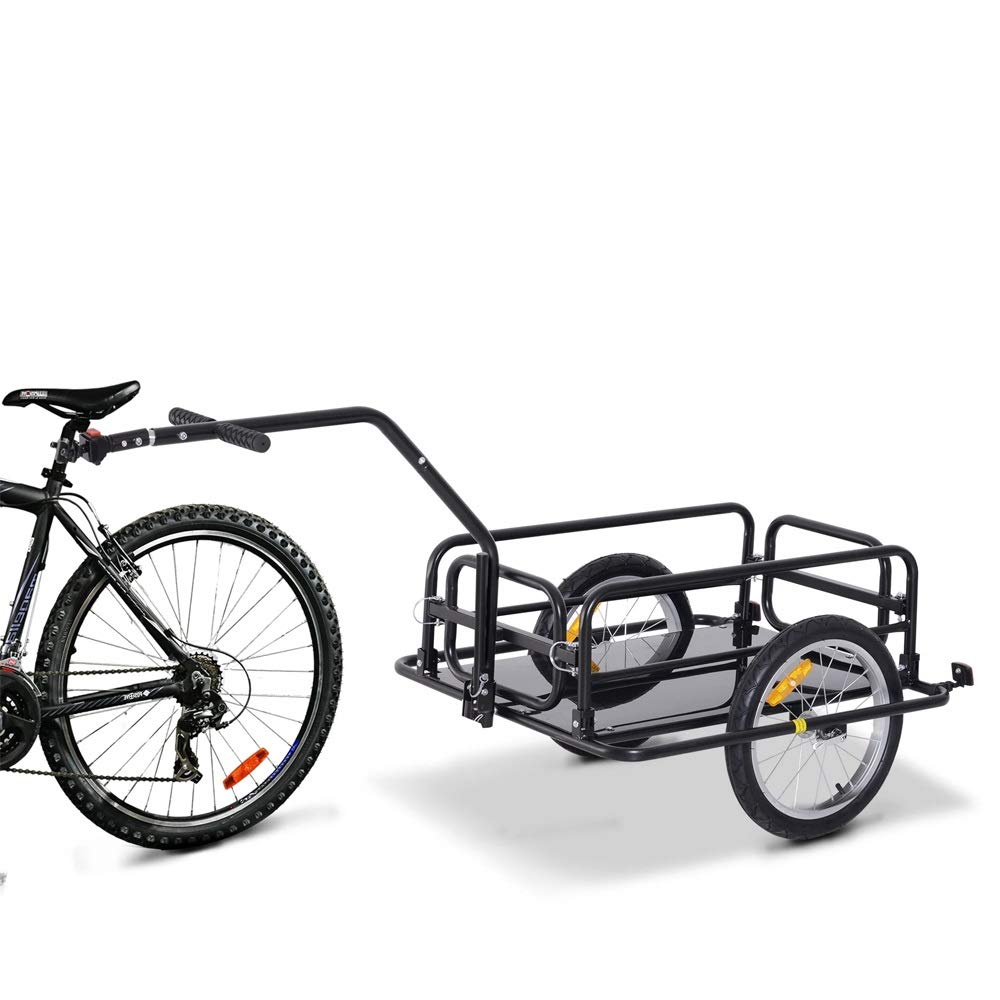 Folding Bike Cargo Trailer Cart with Seat Post Hitch - Black