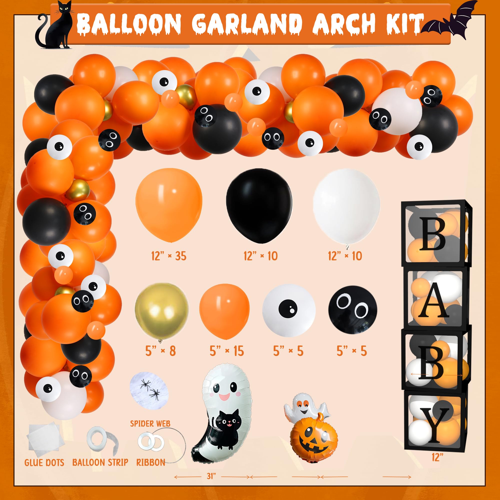 Our Little Boo is on the Way Baby Shower Decorations,Halloween Baby Shower Decorations for Boy Kit Backdrop Backdrop Banner Cake Cupcake Topper Tablecloth Spider Web for Baby Boy Shower Halloween