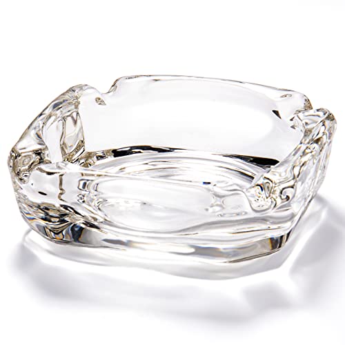 ZKKD Glass Ashtray, Home Ashtrays for Cigarettes, Outdoor Ashtray for Weed, Cigar Cool Ashtrays Cute Ashtray Square Transparent