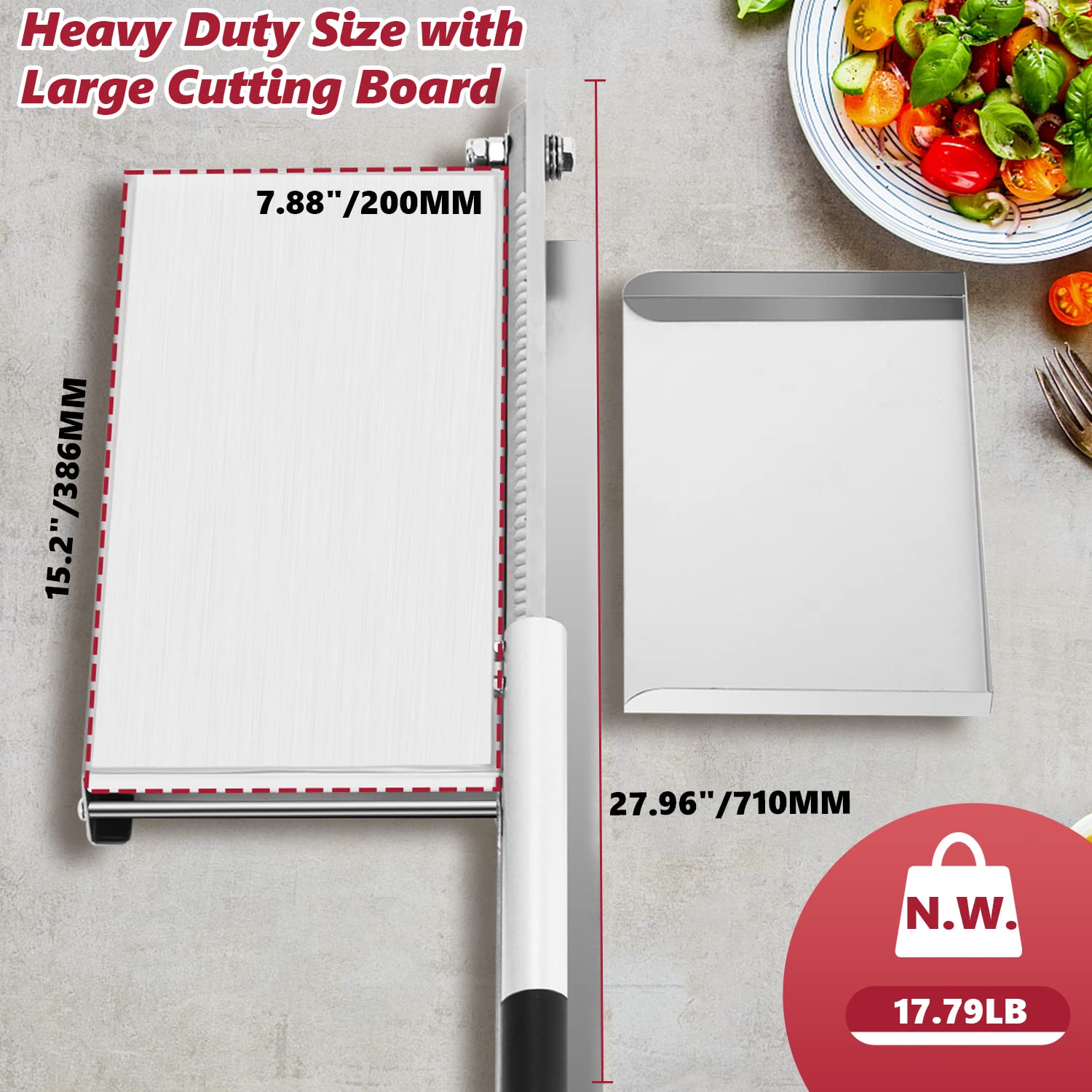 LANUEVA Manual Meat Bone Cutter, 16 inch Heavy Duty Jerky Slicer Chicken Cutting Machine for Butcher Home & Commercial Use, Ribs Meat Chopper with Knife Sharpening Rod