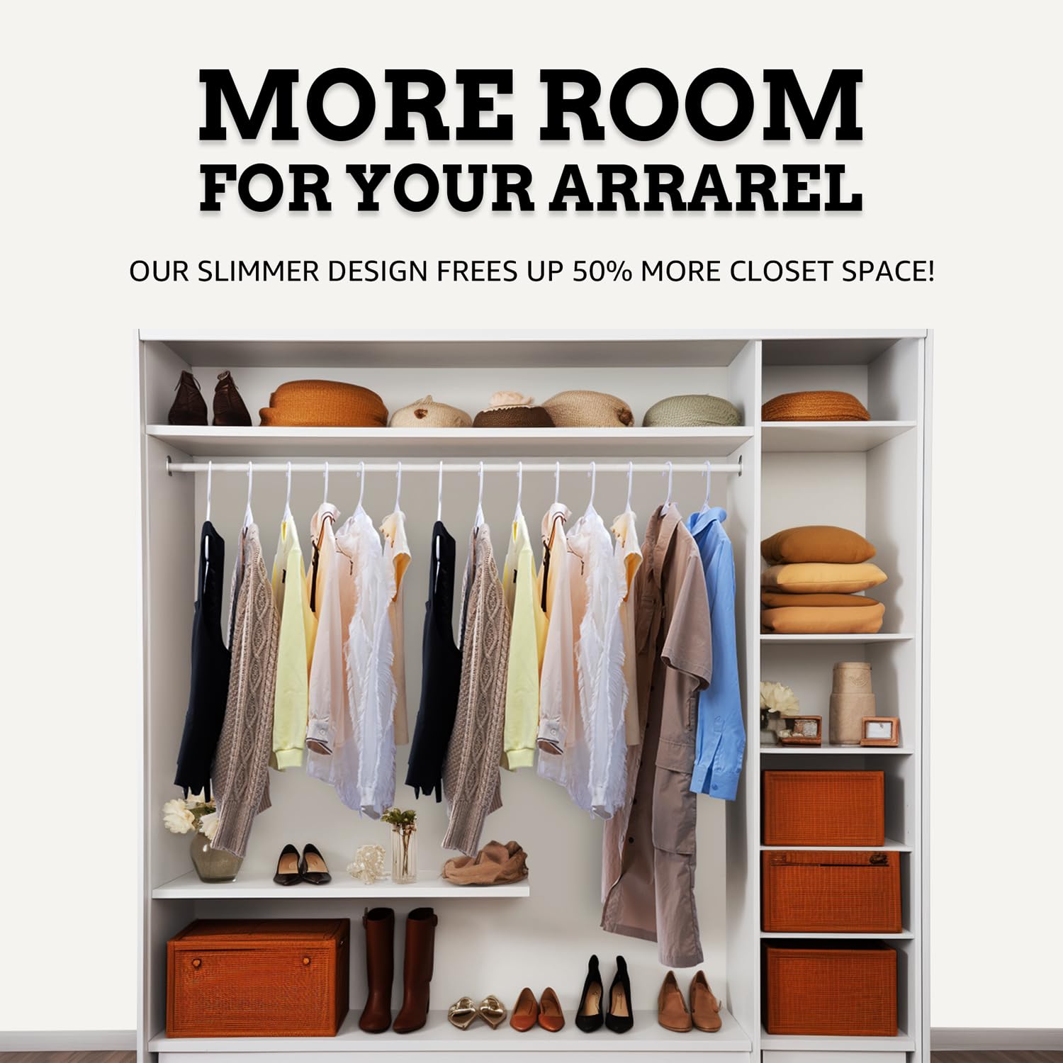Our Modern Space 100 Pack Adult Plastic Hanger for Shirt Pants Coats Dresses Skirts Suits Jackets - Standard Thick Coat Hanger - Sturdy & Durable Design with Shoulder Grooves Hook - White