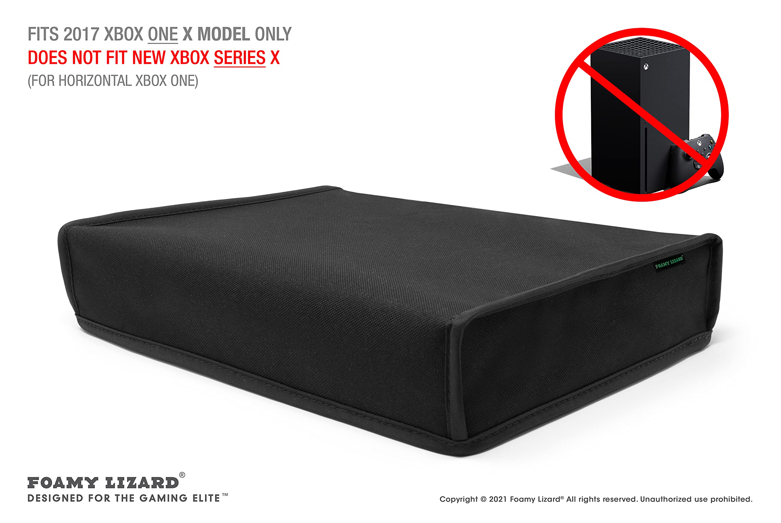 Dust Cover for XBox One X by Foamy Lizard – THE ORIGINAL MADE IN U.S.A. TexoShield premium ultra fine soft velvet lining nylon dust guard with back cable port (Horizontal)