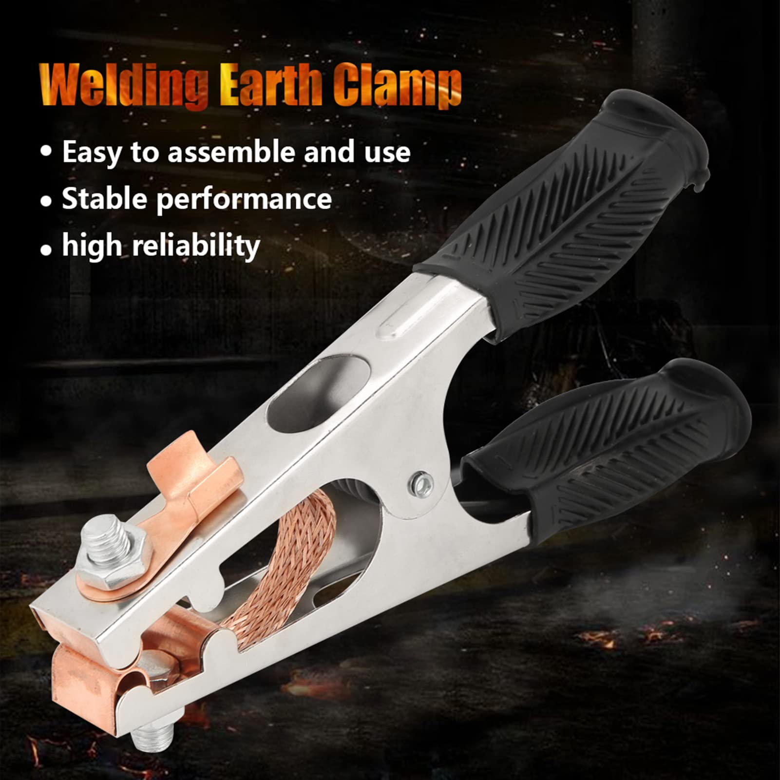 Haosie Welding Ground Clamp, 500A Electroplated Welding Earth Clip, Copper Grounding Clamp for Manual Welder(US Type)