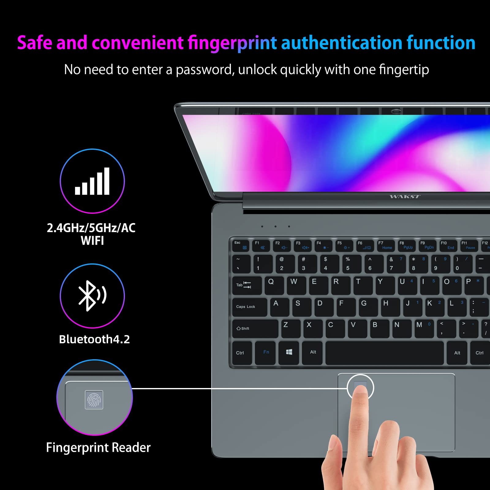 Laptop 12.5 Inch Win11, Celeron N4100 with 8GB RAM+256GB SSD, 2K 2560 * 1440 Sharp LCD, Finger Print, Backlit Keyboard, 5G/AC WiFi, Thin &Light Notebook, All-Metal Body, BT4.2