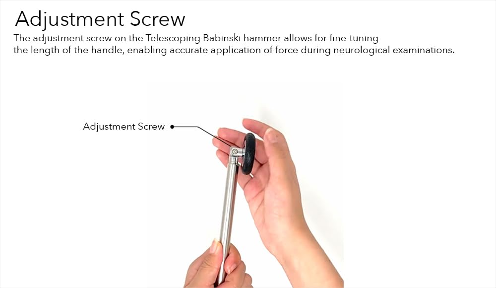 Telescopic Babinski Medical Reflex Hammer by Elite Medical Instruments - Adjustable Length from 7 inches to 15 inches