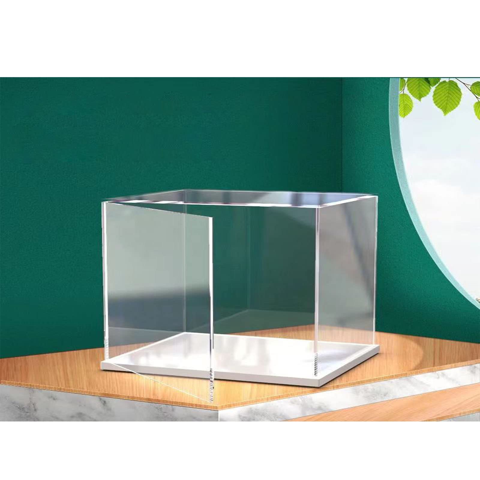MECC Openable Clear Acrylic Display Case-Assemble Countertop Box with White Base for Display-Clear Display Box,Dustproof Protection Showcase for Figures Toys Collectibles (16x12x10inch/40x30x25cm#)