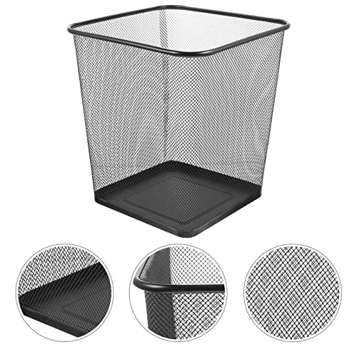 Metal Trash Bin Square Metal Wire Mesh Waste Basket Garbage Trash Can Mesh Waste Paper Bin Waste Basket for Kitchen Home Office Dorm Room Living Room Desk Bedroom L