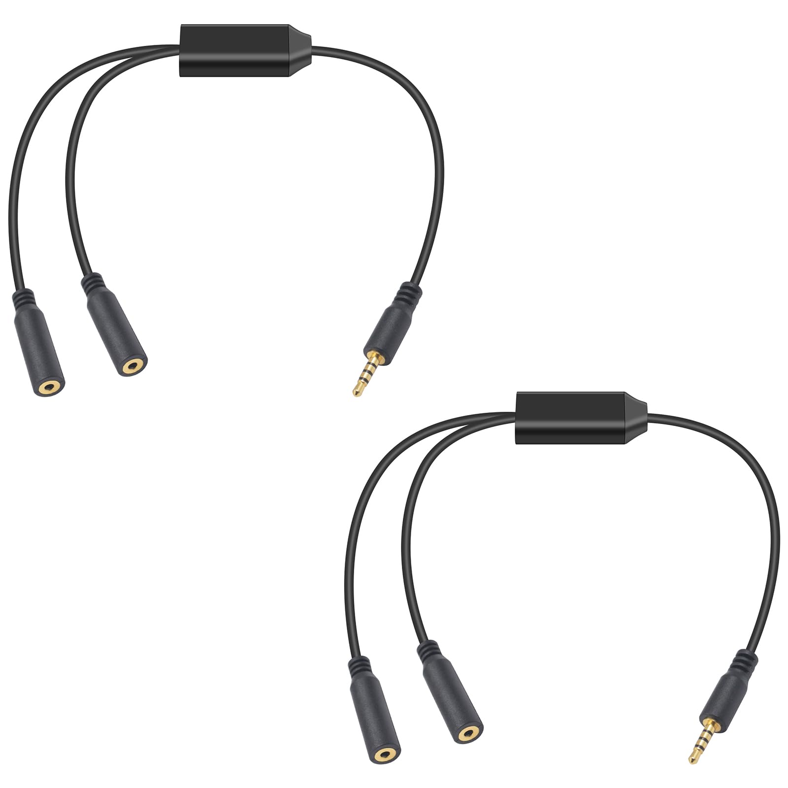 Duttek 2.5mm Y Splitter Cable 1FT/30cm, 2.5mm Stereo Jack Headphone Splitter Cable, 2.5mm 4 Pole Male to Dual Female Aux Audio Splitter Extension Cable with Gold Plate for Camera, Headphone 2Pack