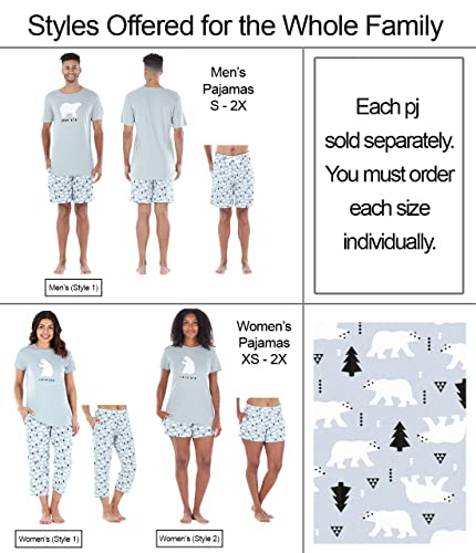 Sleepyheads Grey Polar Bear Family Matching Short Sleeve PJ Sets, Bear Summer, Small, Women's (Style 1)