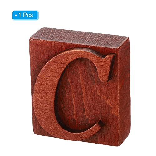 PATIKIL Letter Stamps Wood Rubber Stamp, Character C Vintage Alphabet Stamps Set Wooden Stamp Stamper for Card Making DIY Crafting Scrapbooking, Brown