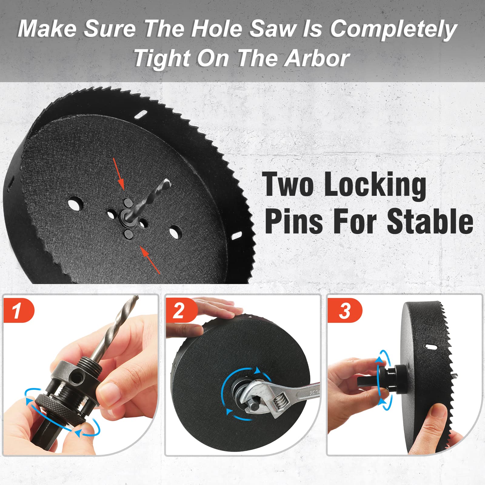 JTemgle Heavy Duty Hole Saw Arbor with 5pcs Center Drill Bits, 1/2" Hex Shank Quick Change Arbor Fits 1-1/2" to 10" Hole Saws