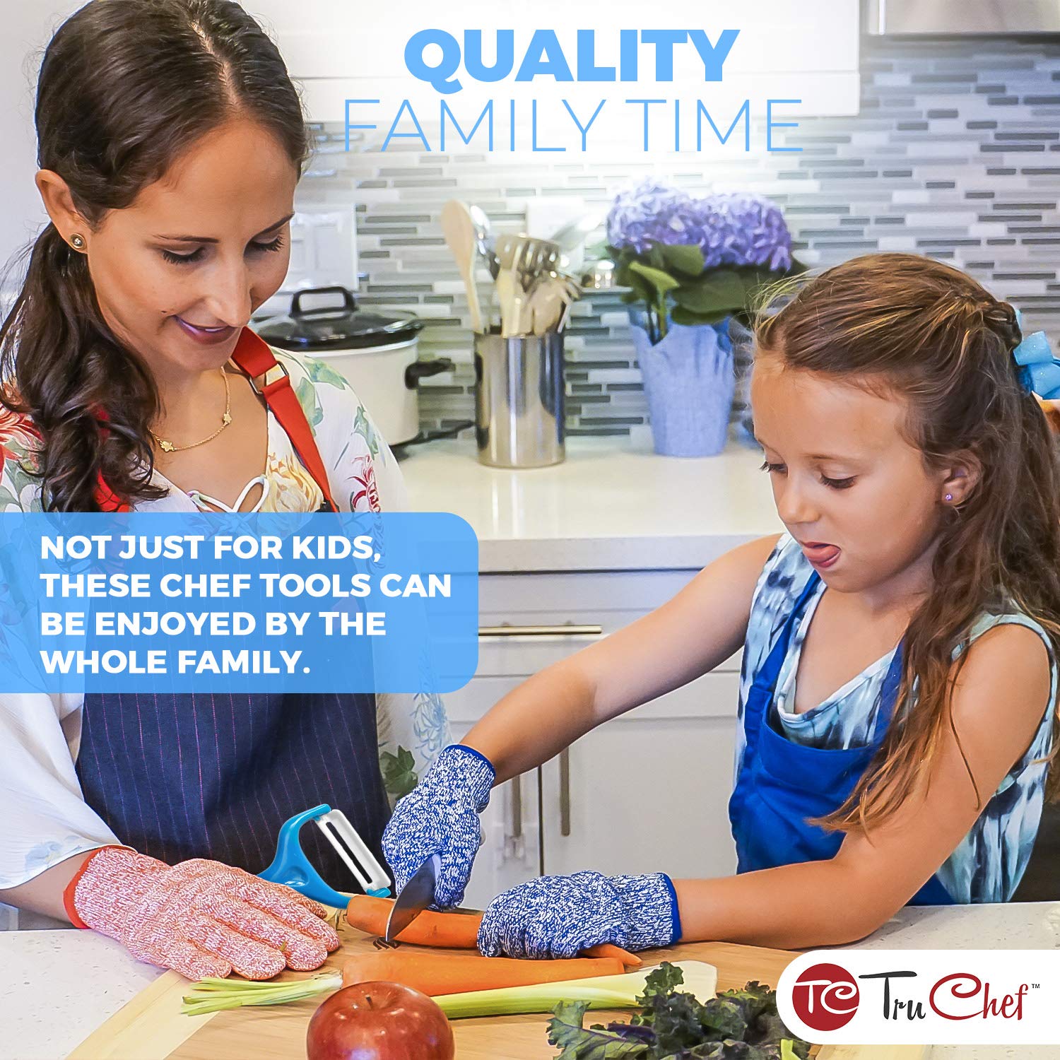 TruChef Kids Knife Set For Cooking and Kids Cut Resistant Gloves (Small) Bundle