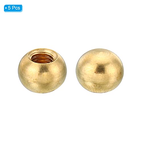 PATIKIL M5x0.8 Thread Cap Nuts Knob, 5 Pack Brass Ball Lamp Decoration Screw Caps Nut for Furniture Lighting