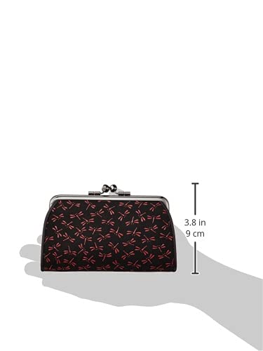 Indenya 340 Parent-Child Coin Purse, Black Deerskin x Red Lacquer Dragonfly Pattern 1501-21-008