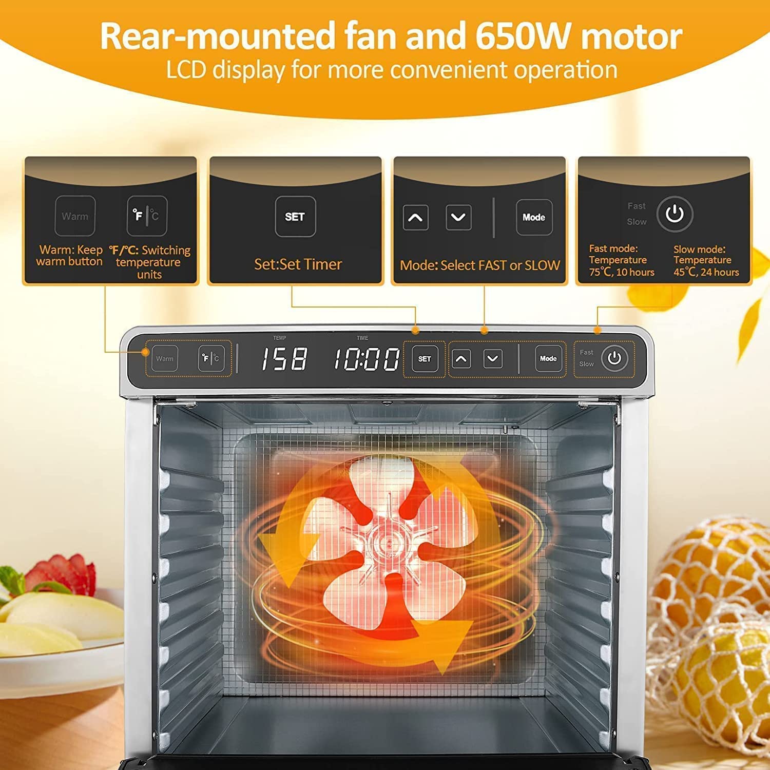 Food Dehydrator Machine for Jerky Meat Fruit Vegetable Beef, 7-Tray Dehydrators Food-Dryer Machine with Digital Timer and Temperature Control (7-Trays)