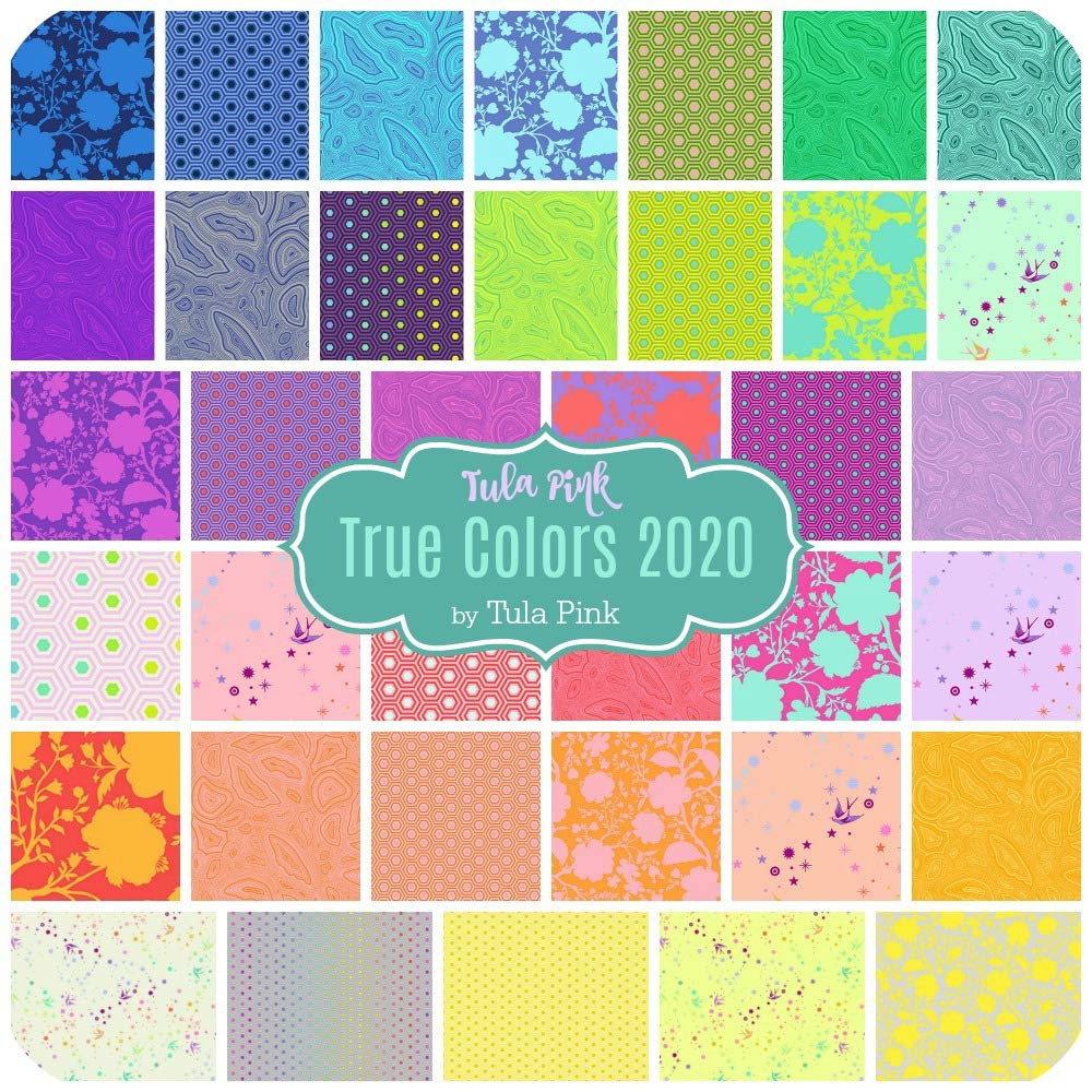 True Colors 2020 Fat Eighth Bundle (39 Pieces) by Tula Pink for Free Spirit 9 x 21 inches (22.86 cm x 53.34 cm) Fabric cuts DIY Quilt Fabric