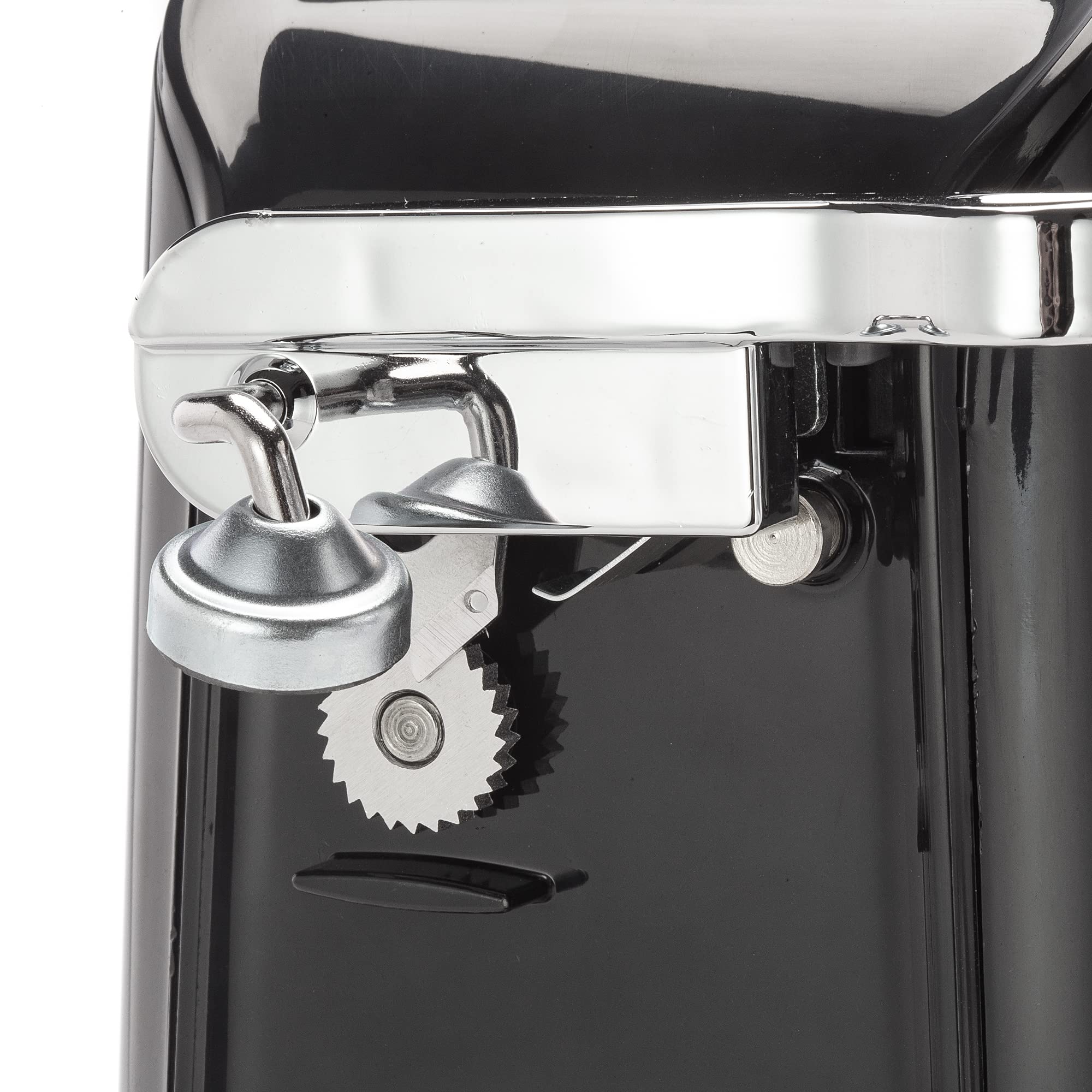 Dominion Tall Electric Can Opener, Easy Push Down Lever, Knife Sharpener, Bottle Opener & Built-In Cord Storage, Opens All Standard-Size and Pop-Top Cans, Easy to Clean, Black
