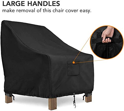 Taufey Patio Chair Covers, 37''Lx40''Dx30''H 600D Heavy Duty Rip-Stop and Waterproof Outdoor Chair Covers (2 Pack - Large, Black)