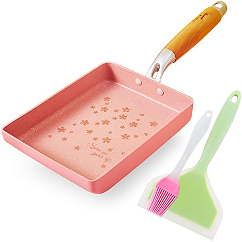 ROCKURWOK Japanese Omelette Pan Nonstick Tamagoyaki Egg Pan, Rectangle Tamago Pan Small Frying Pan, 7ā x 5ā, Pink