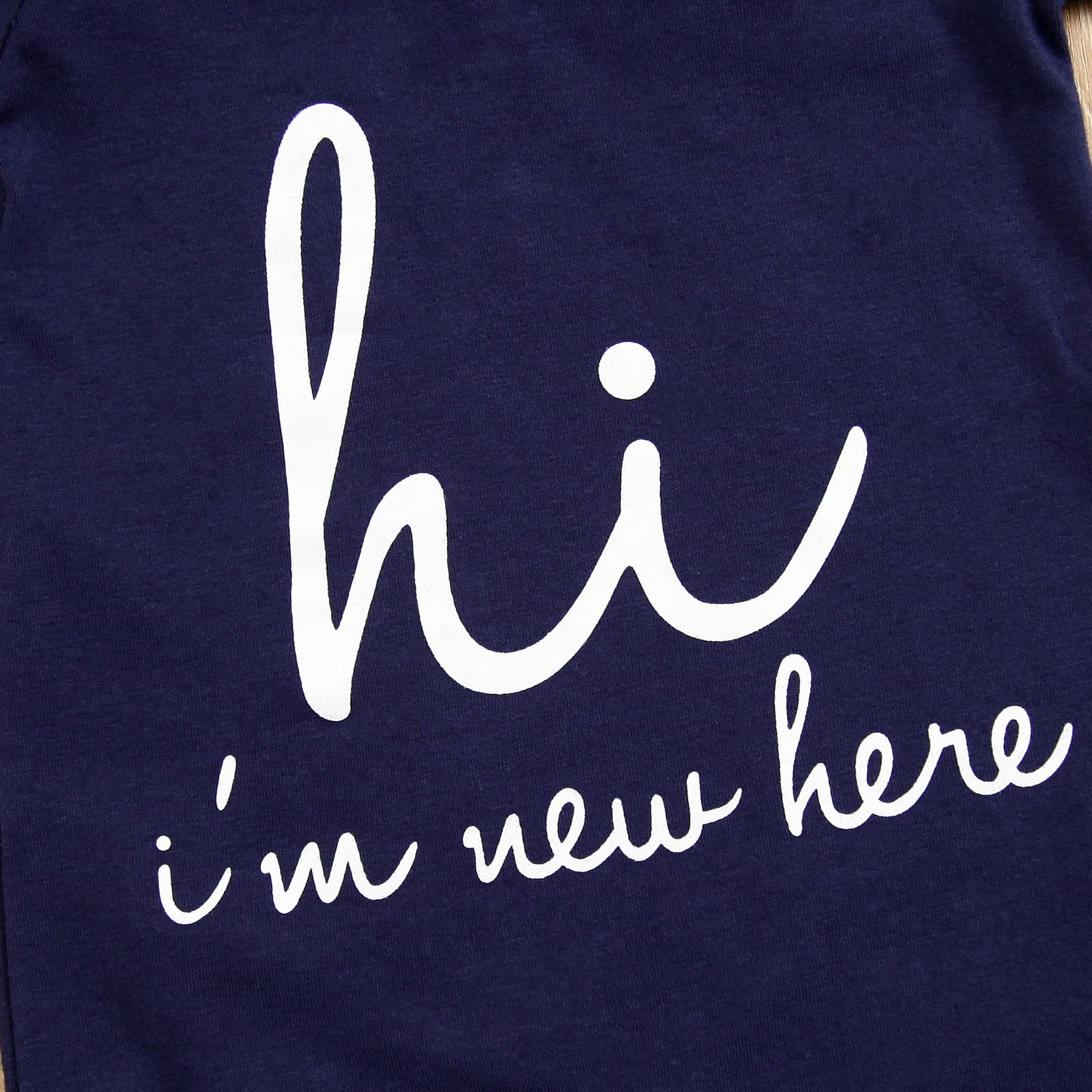 GRNSHTS Newborn Baby Boy Romper Coming Home Outfits Letter Print Bodysuit Jumpsuit+Hat+Gloves 3PCS Clothes Set (A-Navy Blue, Newborn)