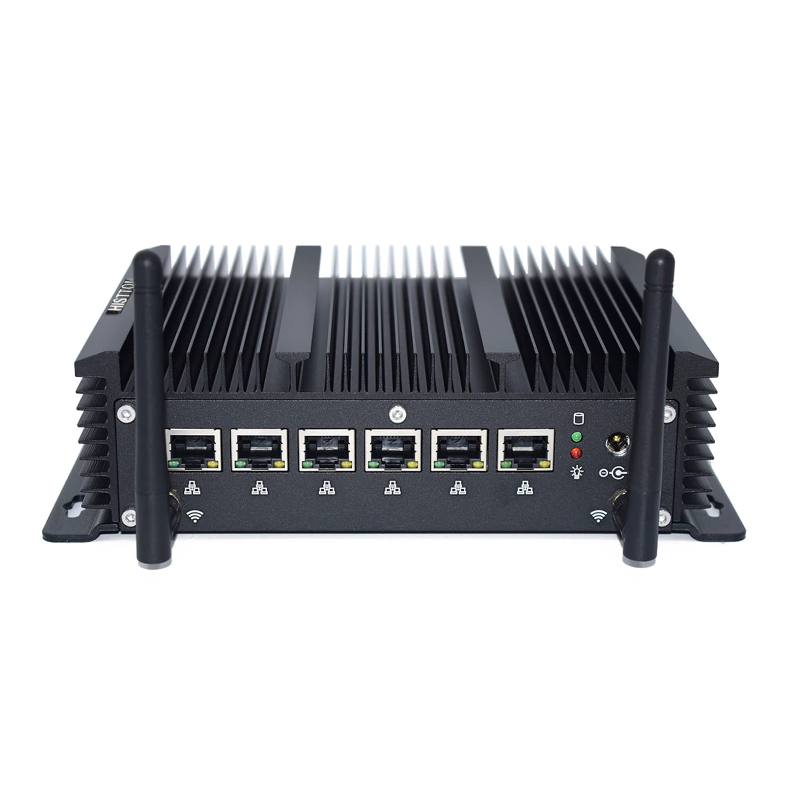HISTTON Mini PC Firewall Router, 6 NIC Firewall 2.5GbE, Fanless Mini PC Core i3-8140U 16GB DDR4 256GB SSD, Hardware Firewall for Networks/Gateway Router, Mini Desktop Computer, RS232 COM/USB3.0/HD