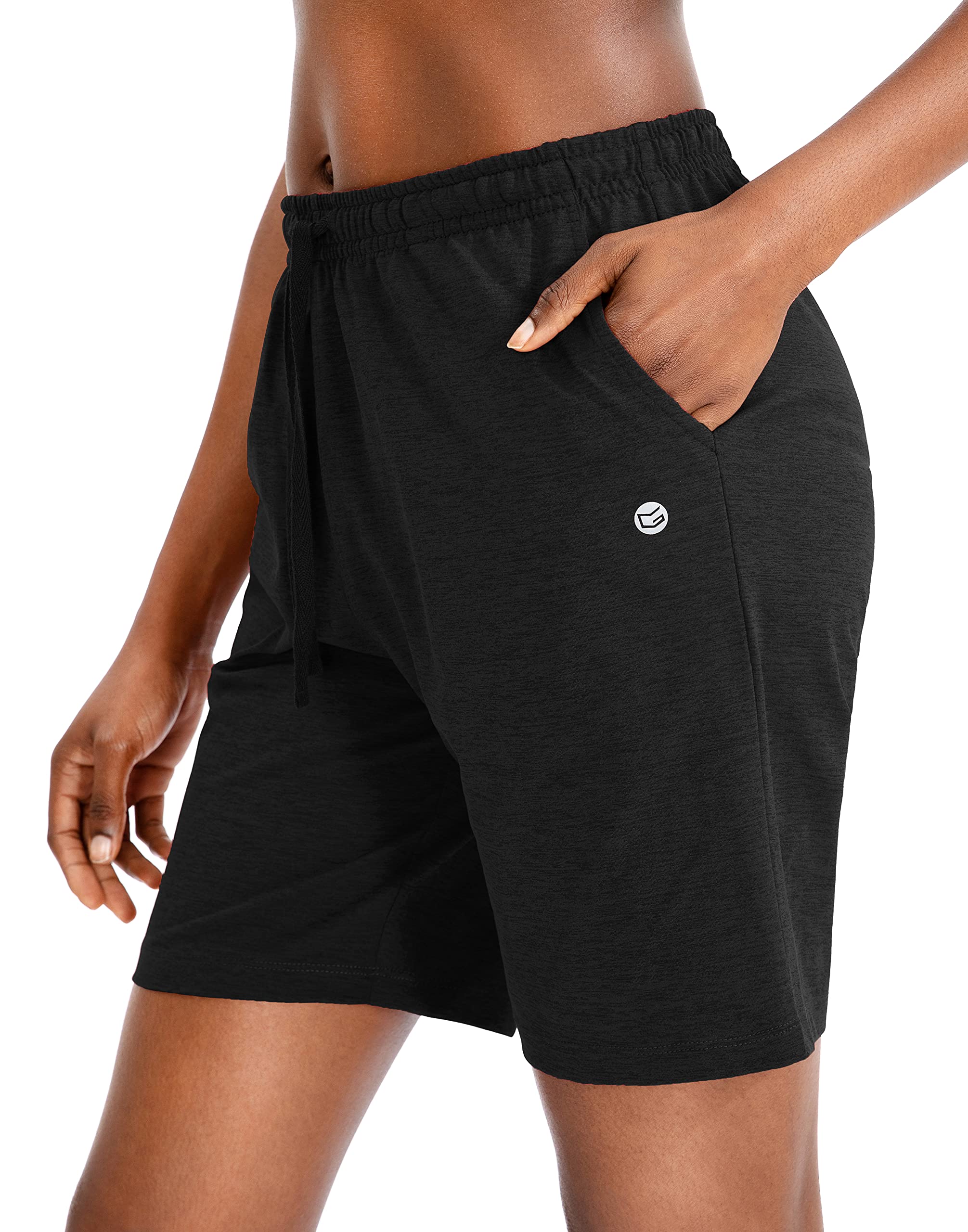 G Gradual Women's Bermuda Shorts Jersey Shorts with Deep Pockets 7" Long Shorts for Women Lounge Walking Athletic (Black, XX-Large)