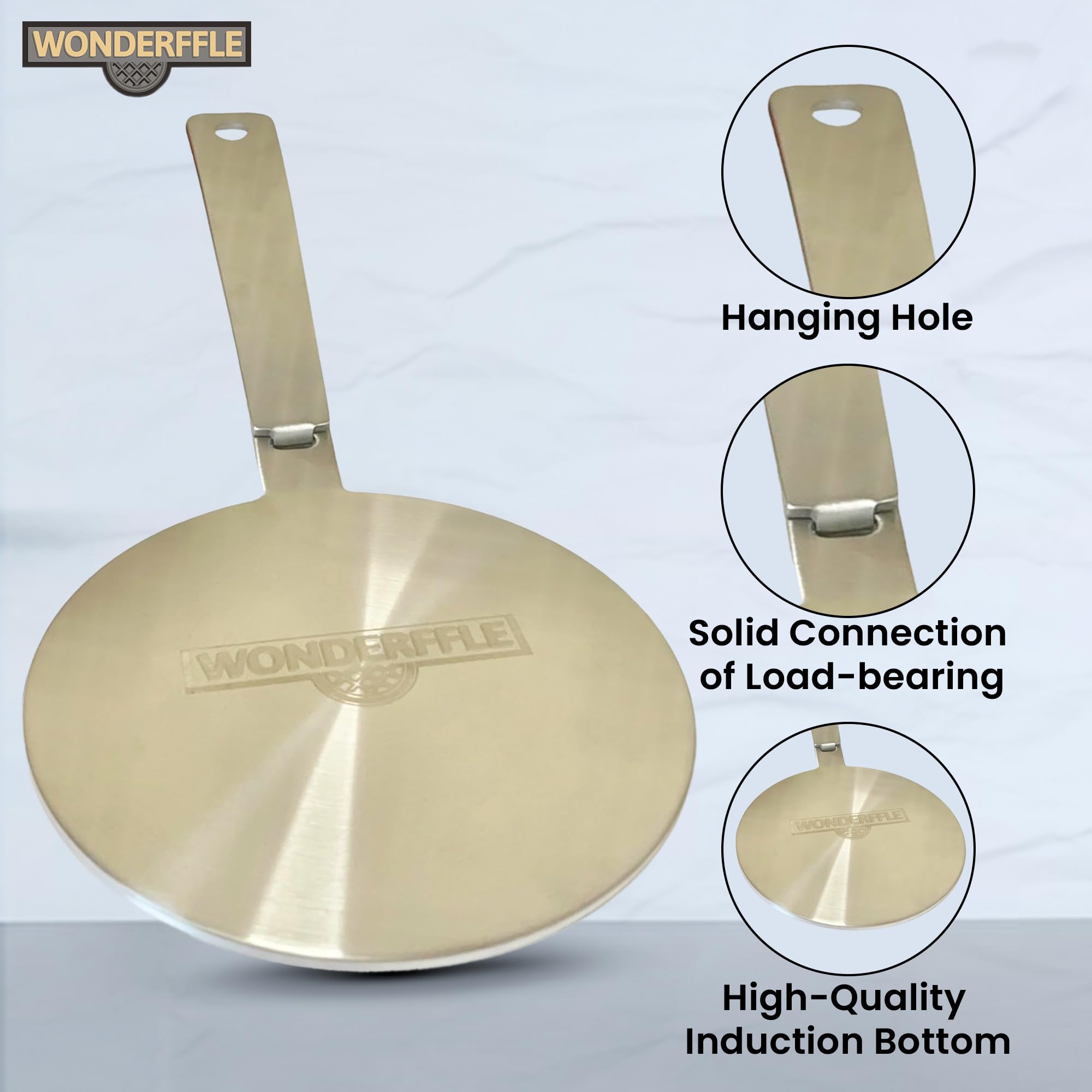 Induction Plate Adapter - Stainless Steel Heat Diffuser for Induction Stove - Detachable Handle Induction Adapter Plate - Induction Diffuser Plate Works on Induction Cooktops, Gas Stove & More