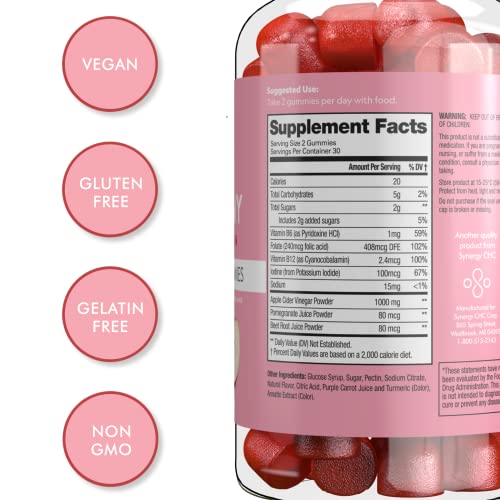 Flat Tummy Tea Apple Cider Vinegar Gummies, 60 Count – Boost Energy, Detox, Support Gut Health & Healthy Metabolism – Vegan, Non-GMO - Made with Apples, Beetroot, Vitamins B6 & B12, Superfoods