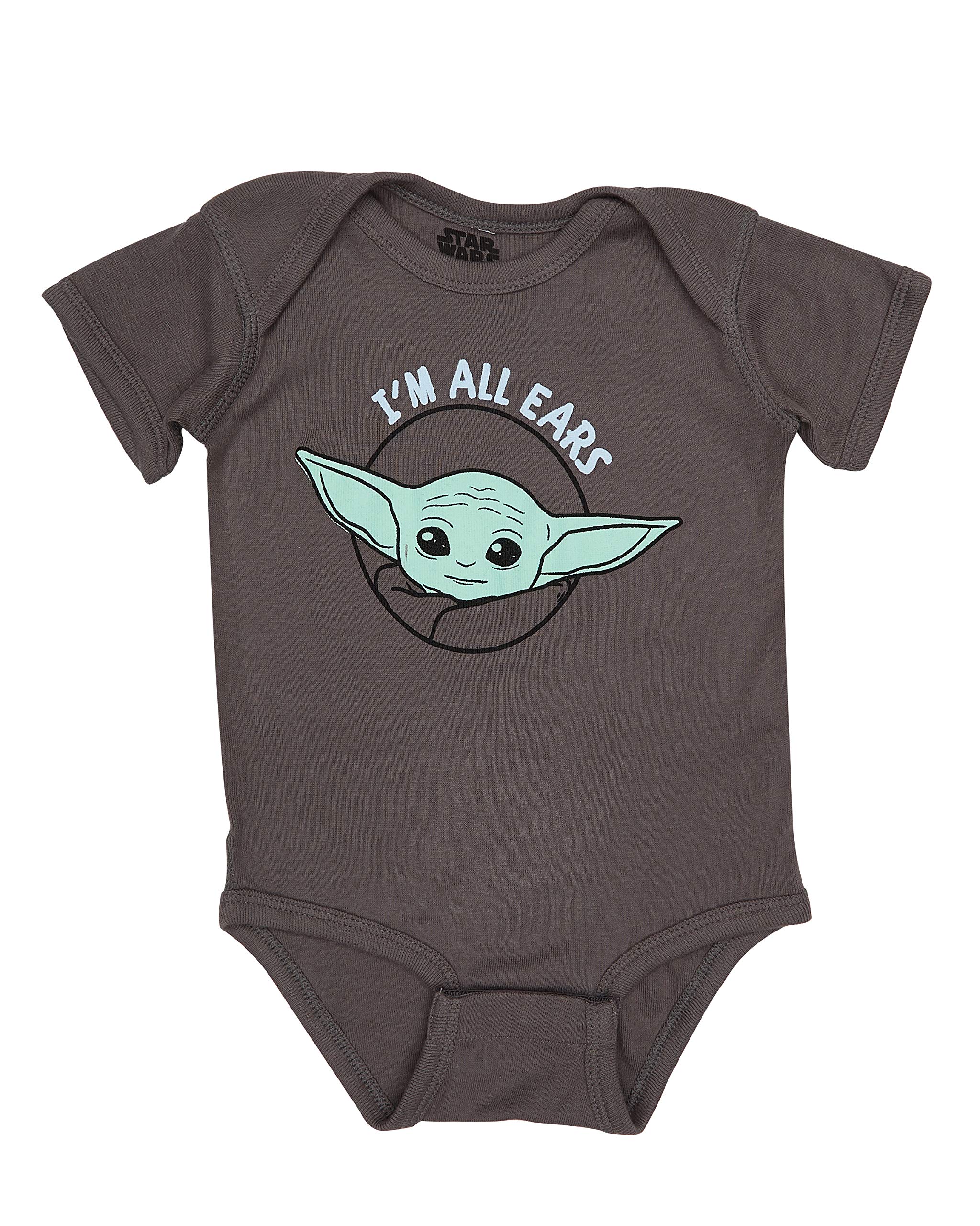 Disney Boys' Star Wars Baby Yoda Creeper Onesies Bodysuits 3 Pack, 3pk Grey-blue-black, 0-3 Months