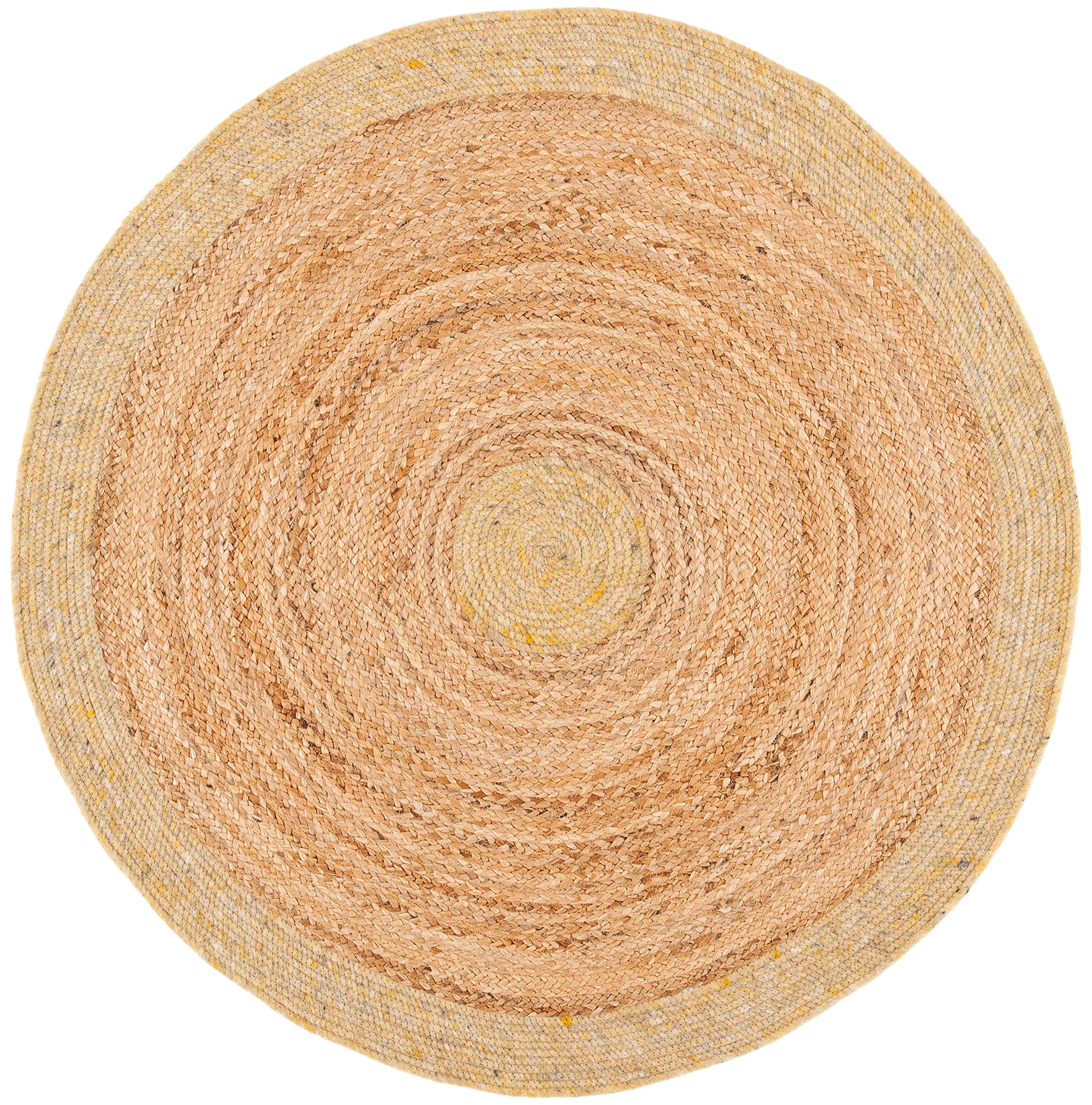 SAFAVIEH Braided Collection 3' Round Gold / Natural BRD910W Handmade Country Cottage Reversible Jute Area Rug