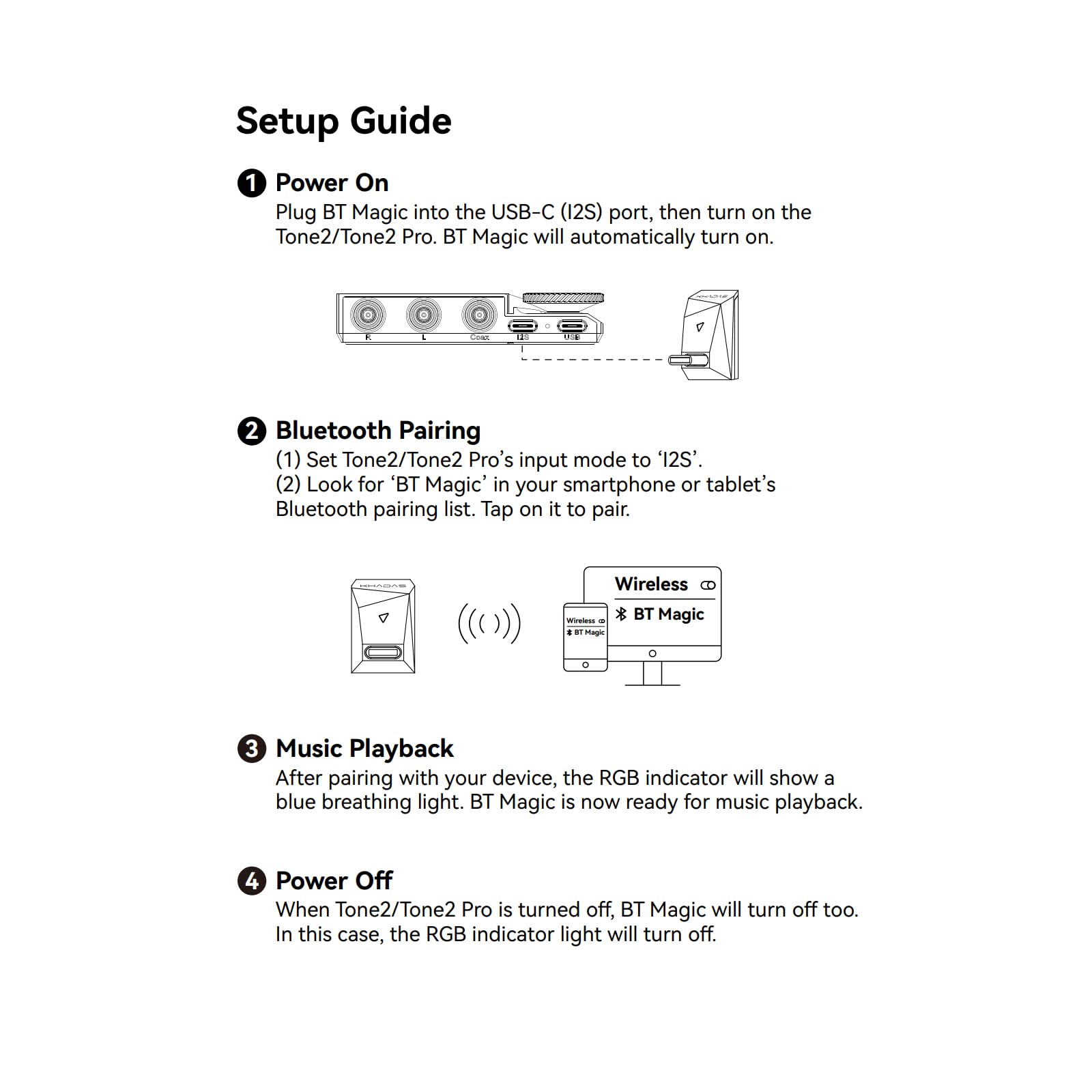 Hi-Res Wireless Bluetooth 5.1 Audio Receiver only for Tone2/Tone 2 pro, Khadas BT Magic Qualcomm QCC5125 Bluetooth 5.1 Chip, Sampling Rate up to 24bit 96KHz Supports SBC/AAC/aptX/aptX-LL/aptX-HD/LDAC