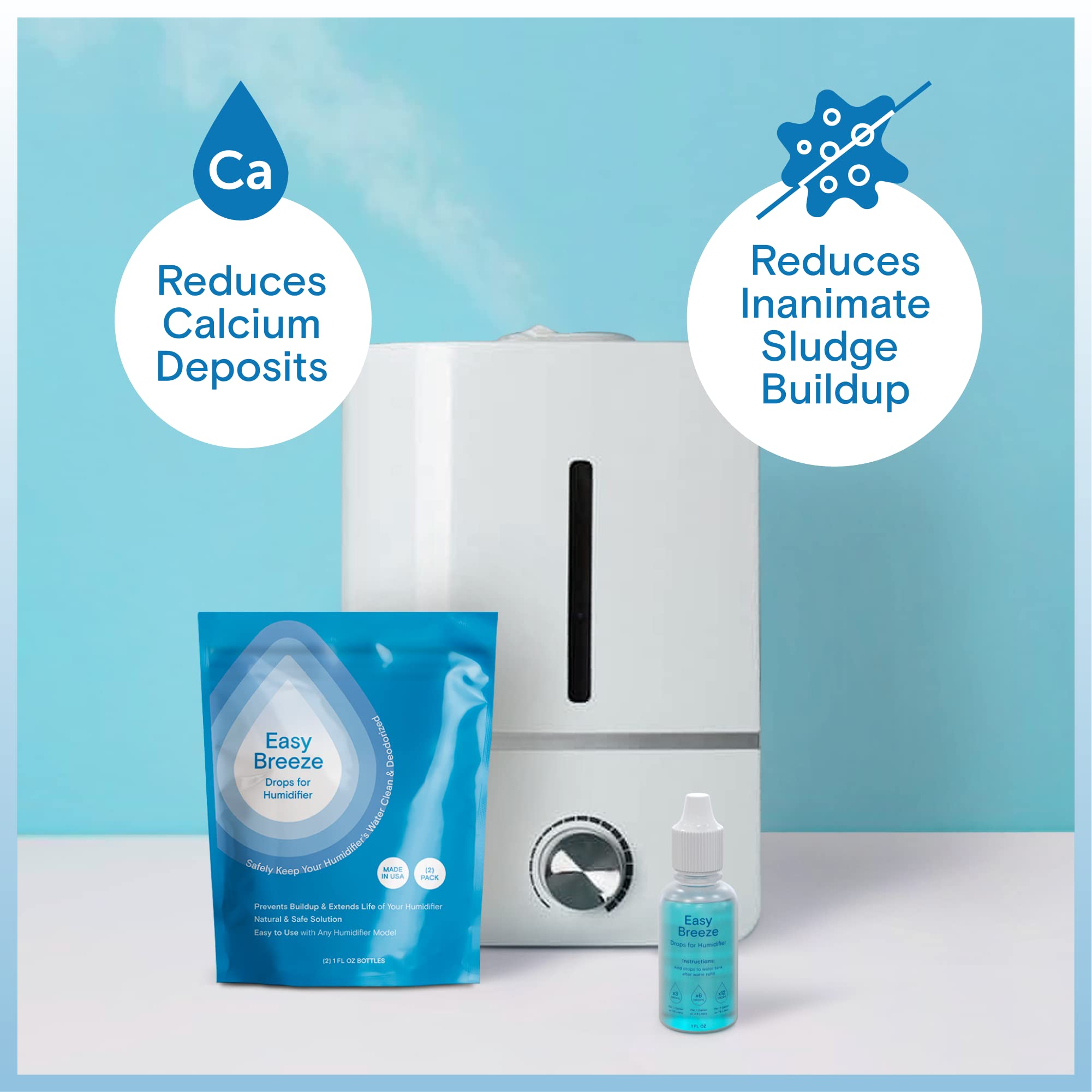 Humidifier Cleaner Drops for All Makes & Models - Made in USA Humidifier Treatment for Peak Performance - Water Humidifier Drops for Cleaning - Humidifier Solution Humidifier Water Treatment