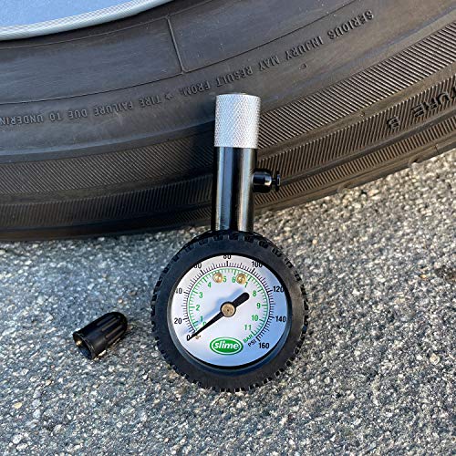 Slime 20491 Tire Pressure Gauge, Elite High Pressure Dial Gauge, Airlock Technology, Analog, 10-160 psi